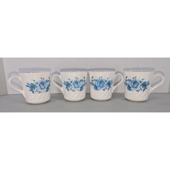 Corelle | Dining | Vintage Corelle Blue Velvet Blue Roses Coffee Cup ...